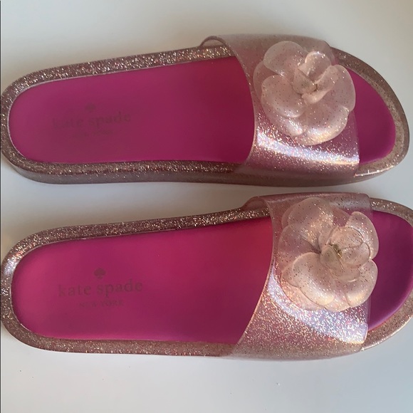 kate spade | Shoes | Kate Spade Pink Glitter Pvc Pool Slides Size 9 ...